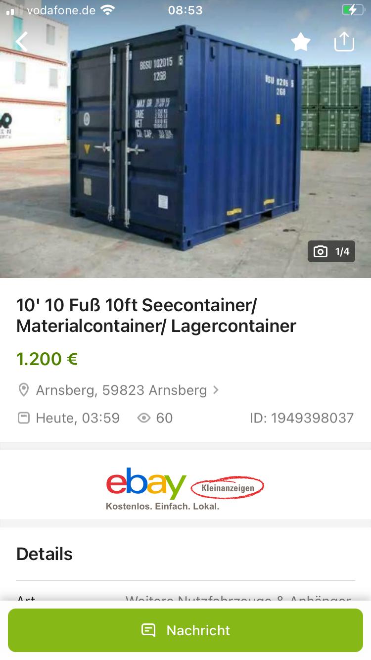 Fake MC Containers account selling containers on Ebay | MC Containers